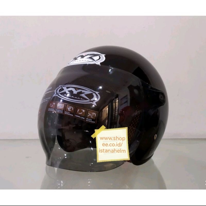 Jual HELM ORIGINAL XYZ POLOS HITAM METALIK BLACK GLOSSY RETRO BOGO ...