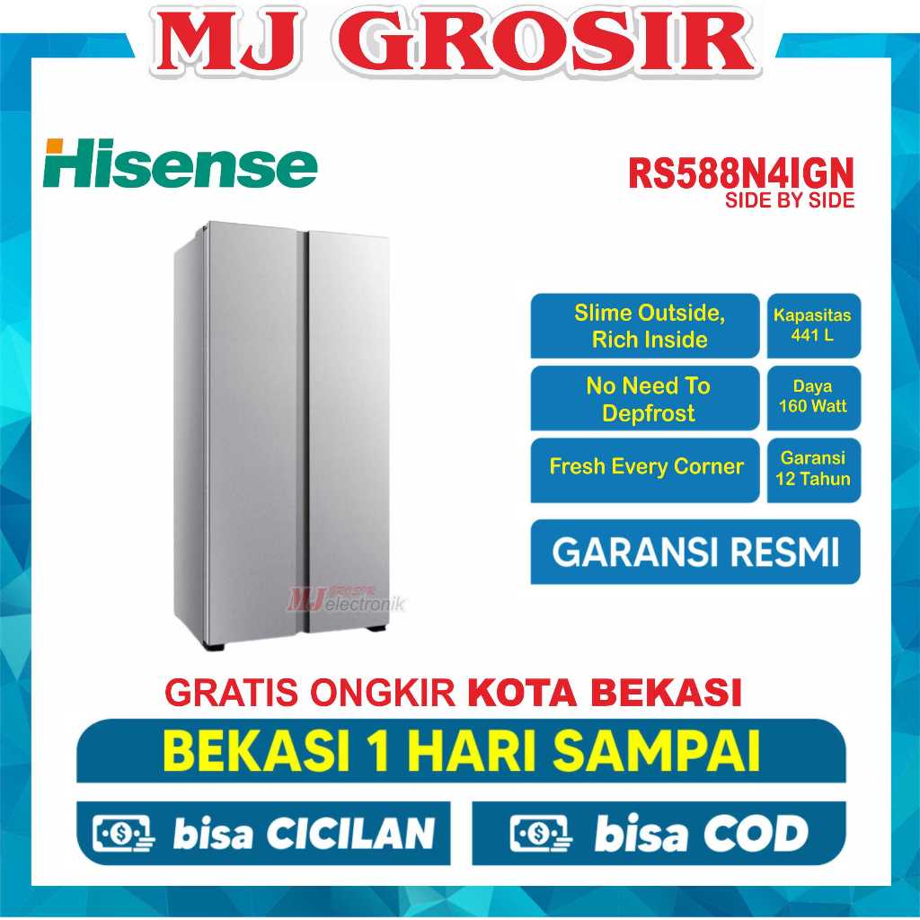 Jual KULKAS HISENSE RS 588 N4IGN LEMARI ES SIDE BY SIDE RS588N4IGN ...
