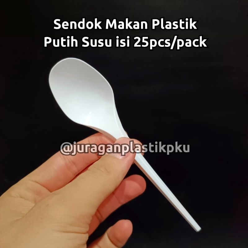 Jual Sendok Makan Plastik Putih Susu isi 25 pcs / pack | Sendok Spoon ...