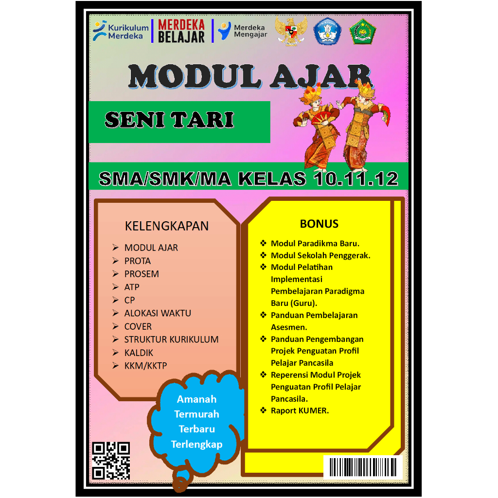 Jual MODUL AJAR SENI TARI KELAS 10.11.12 SMA/MA/SMK KURIKULUM MERDEKA LENGKAP | Shopee Indonesia