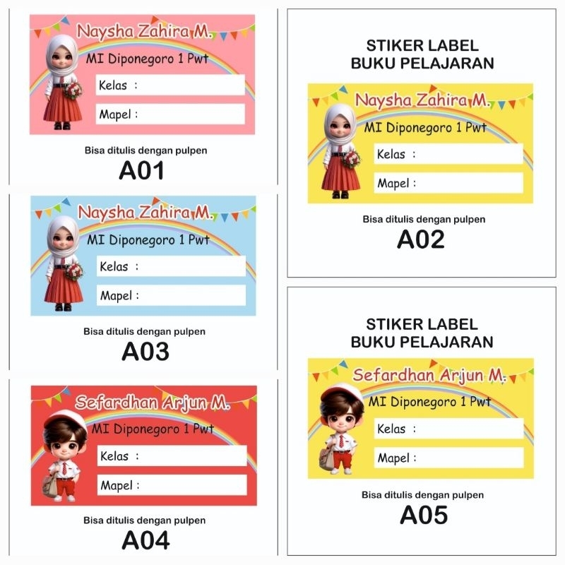 Jual Stiker label buku pelajaran stiker mapel stiker buku label buku ...