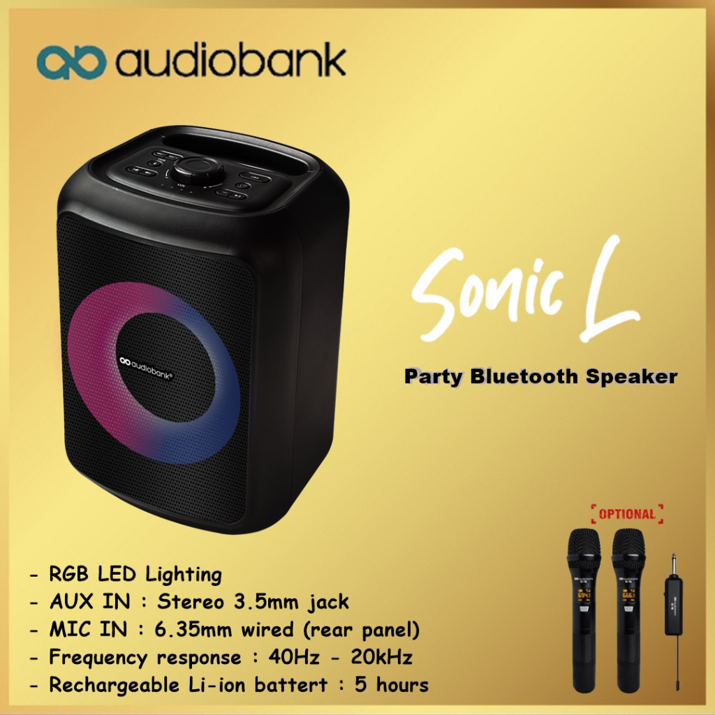 Jual Audiobank Sonic L Speaker Aktif Bluetooth With AUX In Stereo 3.5mm jack MIC In 6.35mm Wired ...