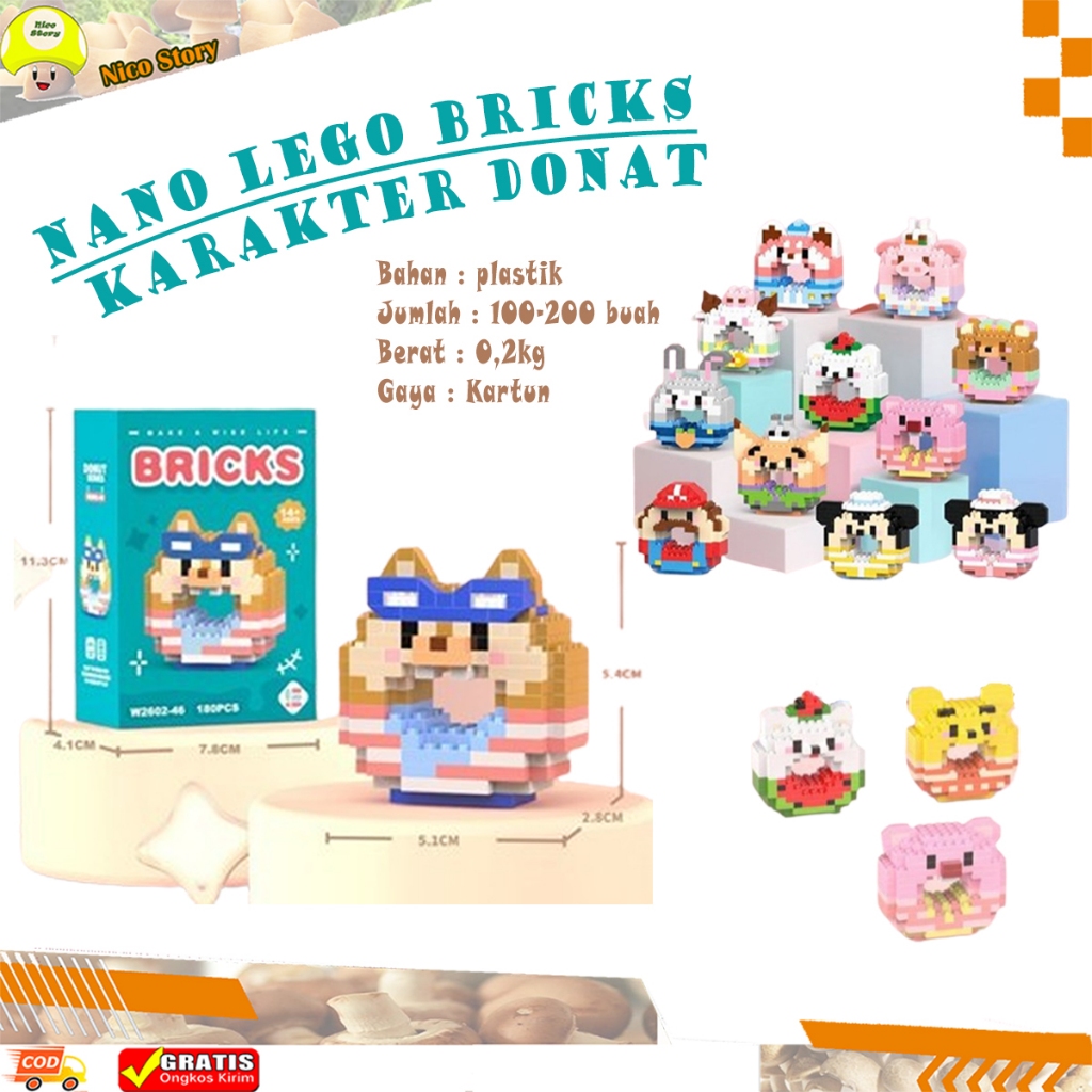 Jual (NCS) Nano Lego Bricks Donat Mainan Balok Brick Bulat Building ...