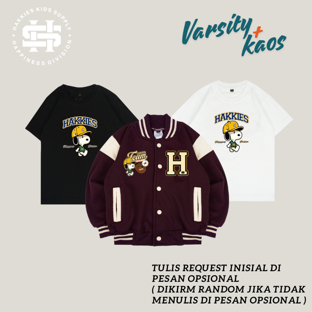 Jual HAKKIES Jacket Varsity Baseball Anak Snoopy Inisial A-Z Laki Laki ...