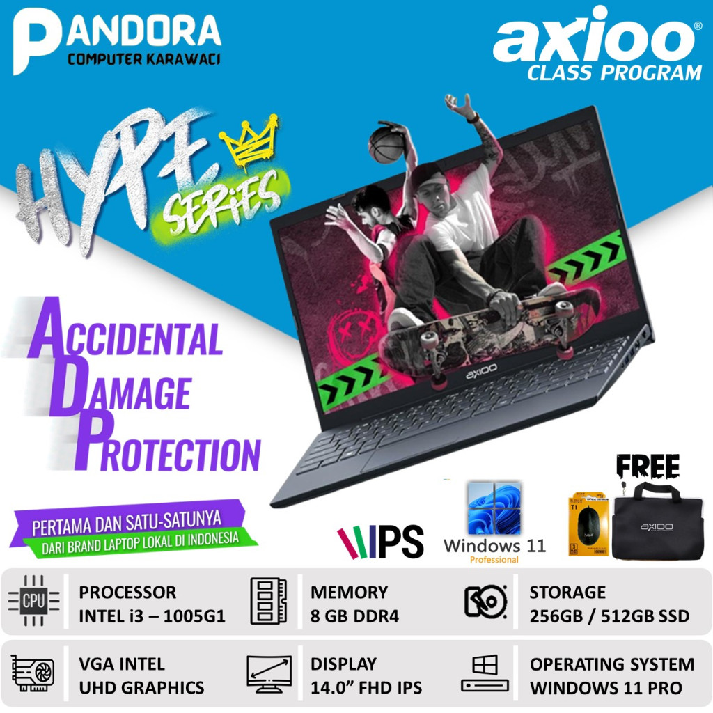 Jual LAPTOP AXIOO HYPE 3 CORE i3 8GB 512GB 14"FHD IPS WINDOWS 11 PRO ...