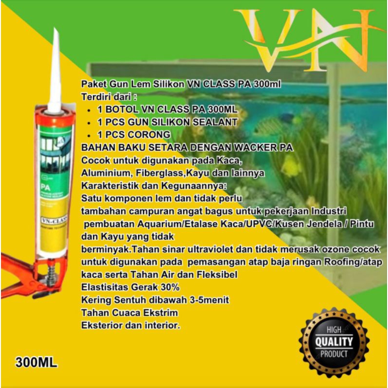 Jual Paket Gun+Lem Silikon Kaca /Aquarium/WallPanel Batten VN CLASS PA ...