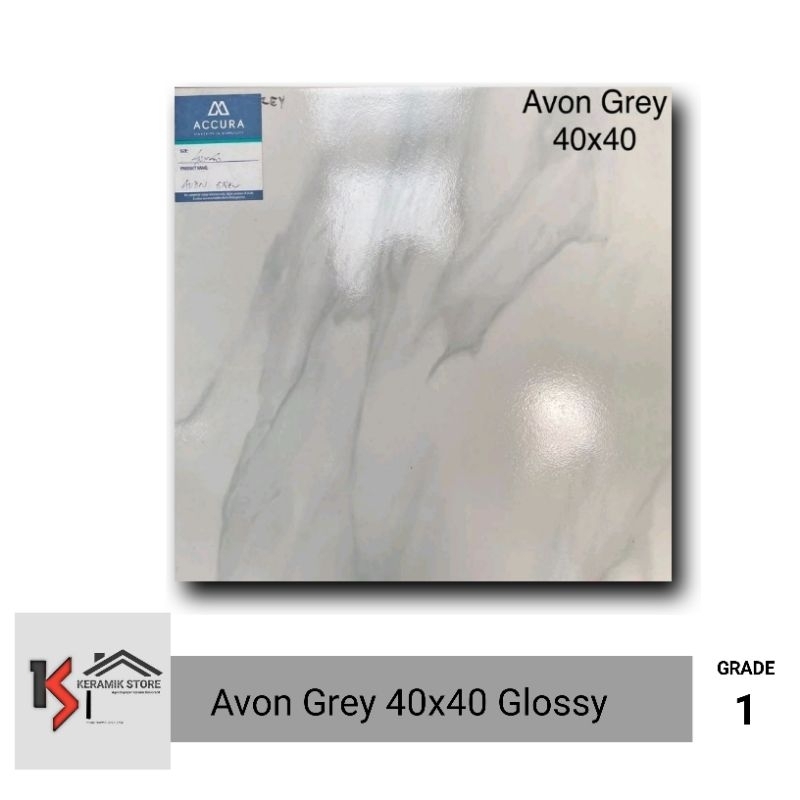 Jual Keramik 40x40 Mulia (Glossy) Putih Corak Avon Grey | Shopee Indonesia