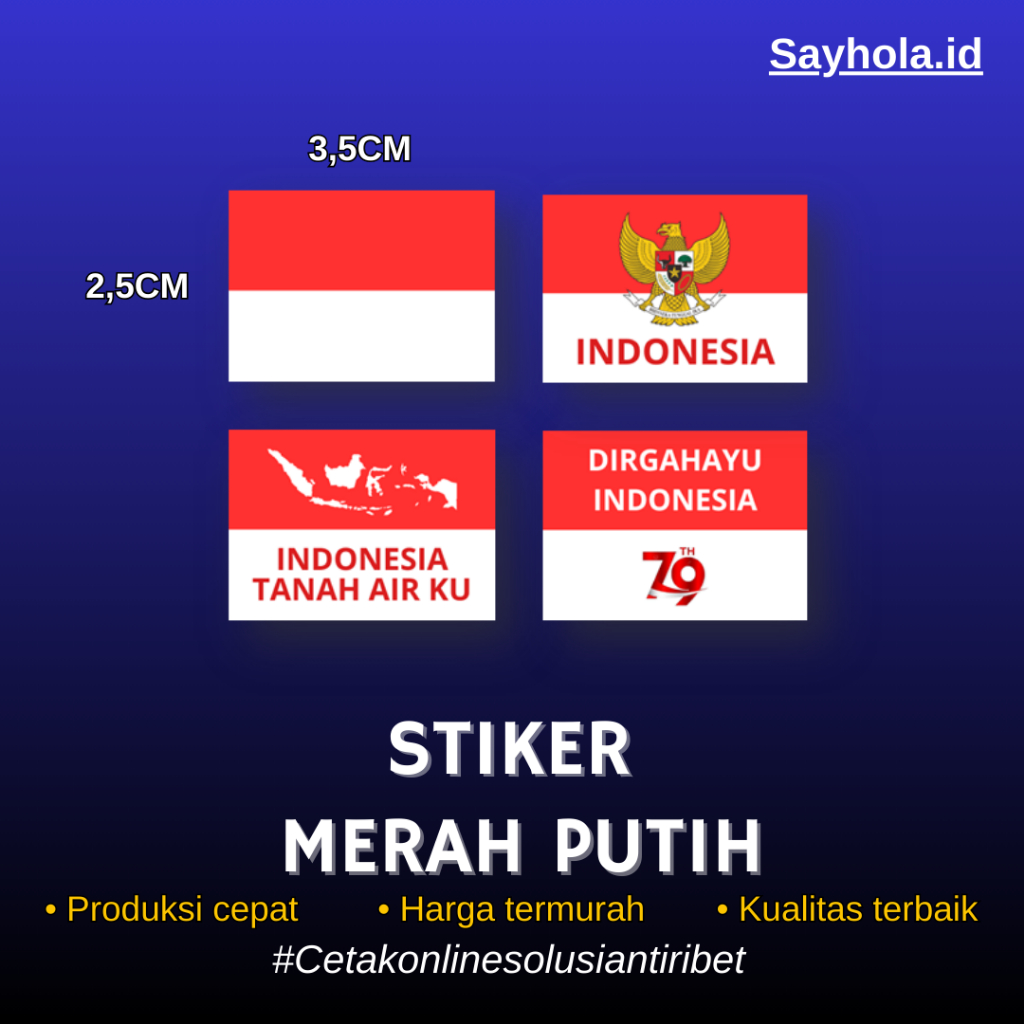 Jual Stiker pipi merah putih 1 lembar isi 63pcs| Stiker Hut RI | Stiker ...