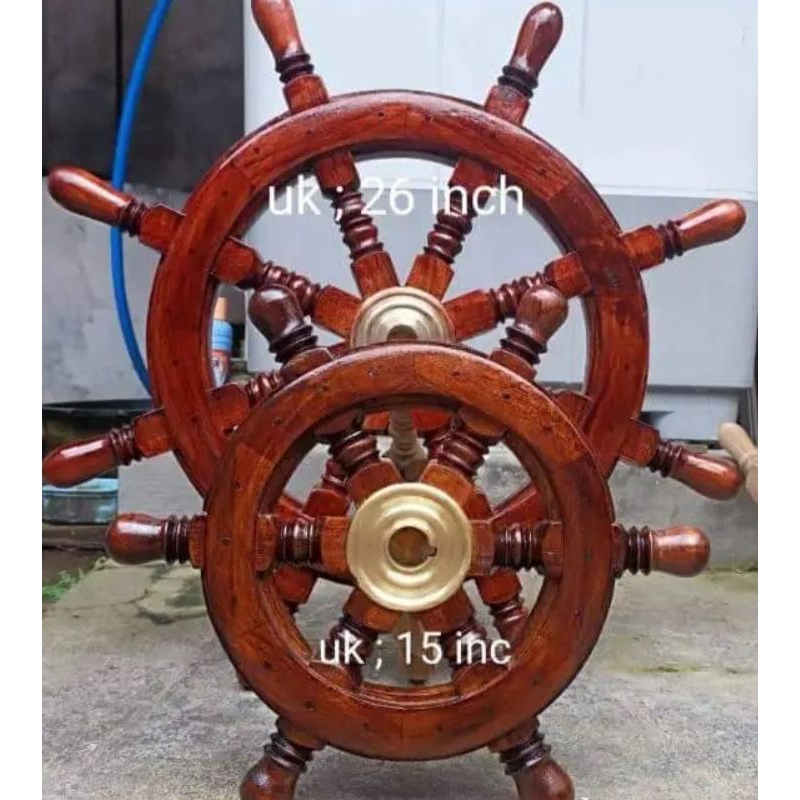 Jual kemudi kapa kayu jati atau setir kapal bahan kayu 26 inch | Shopee ...
