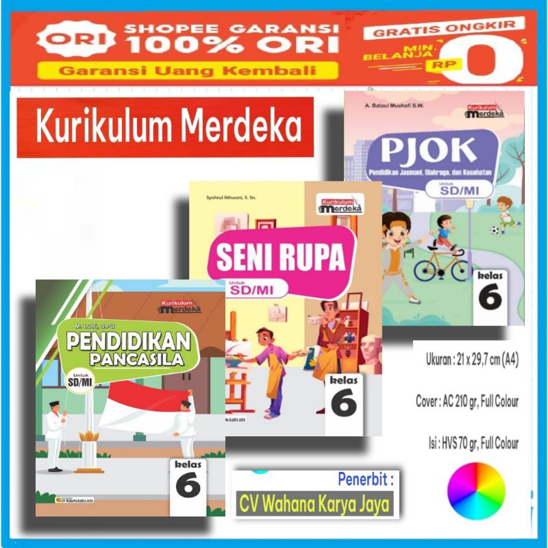 Jual Buku Siswa Kelas 6 Kurikulum Merdeka - PENDIDIKAN PANCASILA, PJOK, SENI RUPA, SENI MUSIK ...