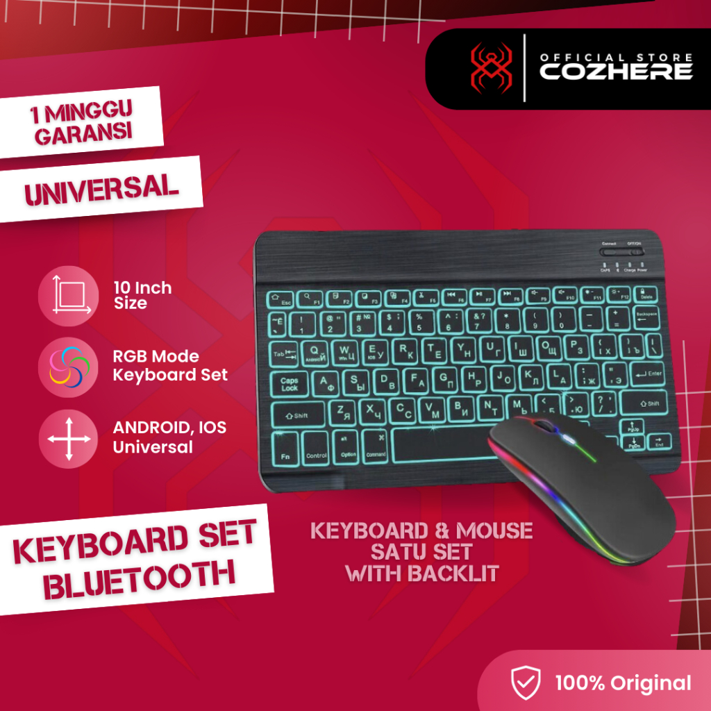 Jual Keyboard Mouse Wireless Bluetooth Set Backlit Backlight Universal ...