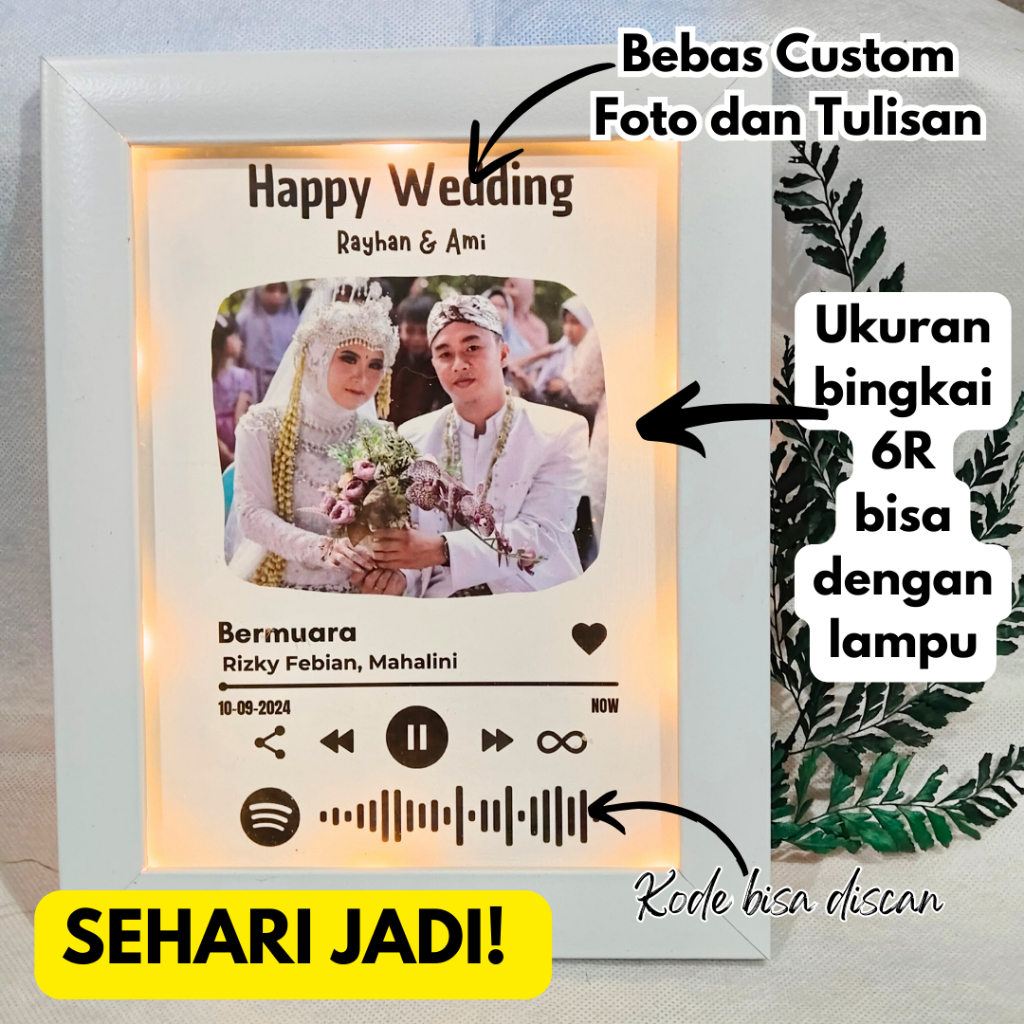 Jual FRAME POTRAIT FOTO SPOTIFY 6R custom bingkai music barcode bisa ...