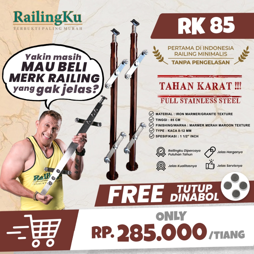 Jual (NEW) Railing Tangga Stainless Maroon Marble Texture Railingku RK ...