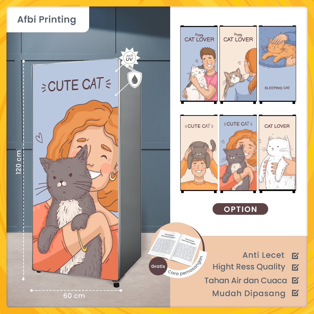 Jual Stiker Kulkas 1 Pintu / Sticker Mesin Pendingin 2 pintu Motif Cat ...
