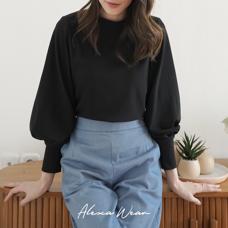 Jual EVY TOPS by Alexawear - blus atasan wanita knit lengan panjang ...