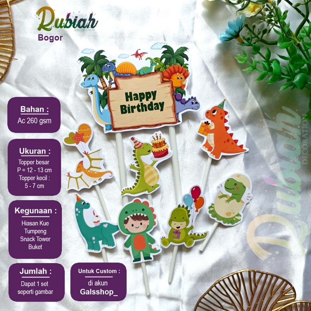 Jual Topper cake Karakter Dino Kids Hiasan Kue Ulang Tahun / Snack ...