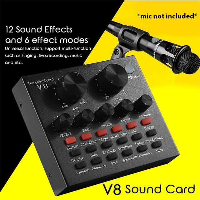 Jual V8 Sound Card Microphone Webcast Live External Sound Card With ...