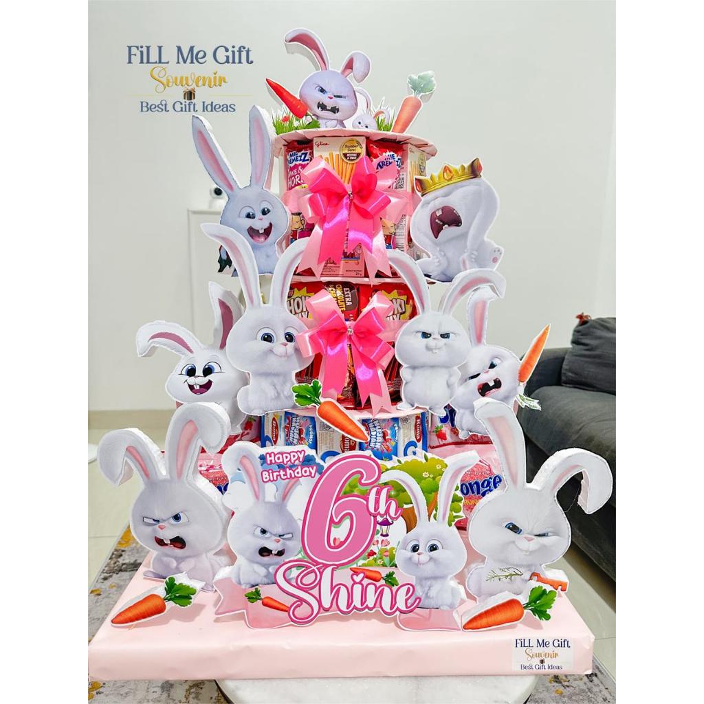 Jual Snack Tower Tema Rabbit Snowball Bunny Cute / Kado Ulang Tahun ...