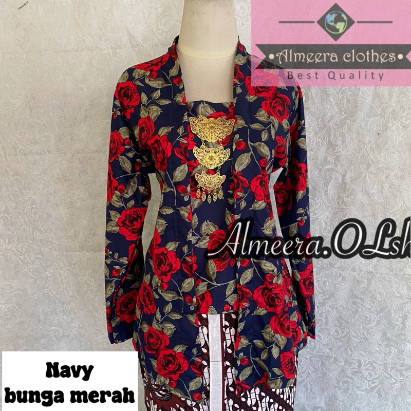 Jual kebaya kembang / kebaya bunga kutubaru bahan katun | Shopee Indonesia