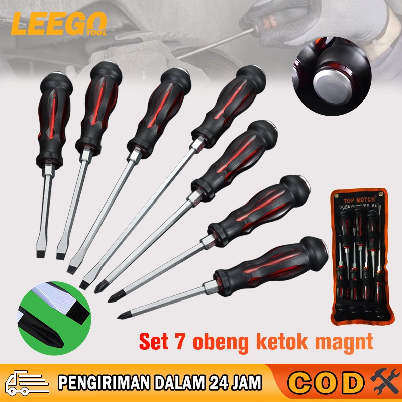 Jual Obeng Set 7Pcs Obeng Tembus Obeng Magnet Min Dan Plus Tip Magnetik ...
