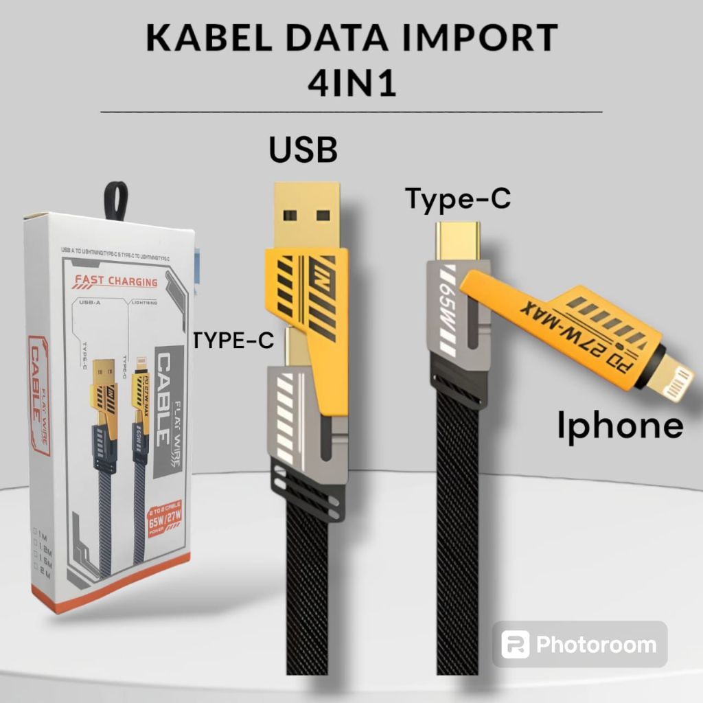 Jual Kabel data 4IN1 Convertible Metal Fast DataCable 65W ft USB C USB ...
