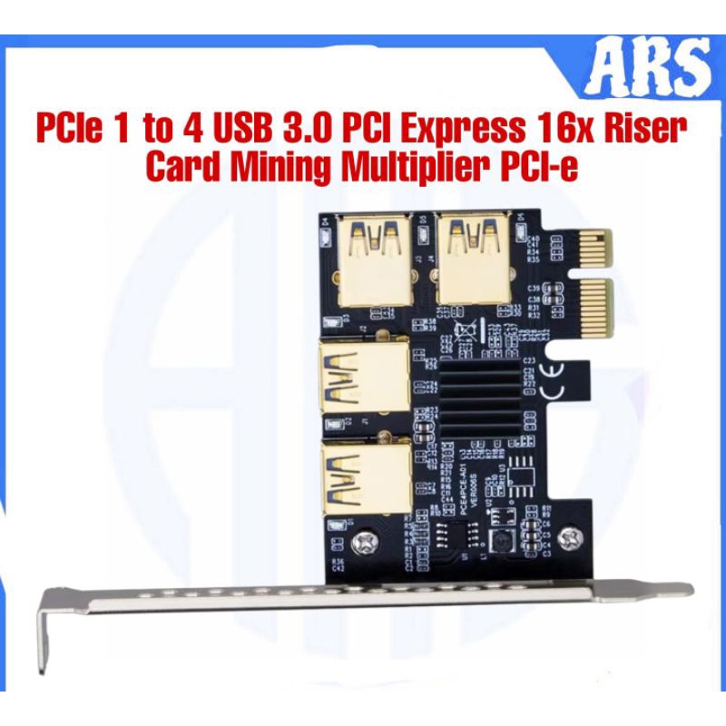 Jual PCIe 1 to 4 USB 3.0 PCI Express 16x Riser Card Mining Multiplier ...