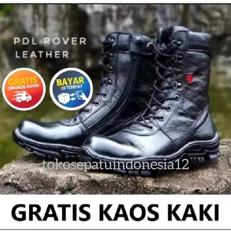 Jual Sepatu Boots PDL Kulit Safety Hitam TNI POLISI Kerja Lapangan ...