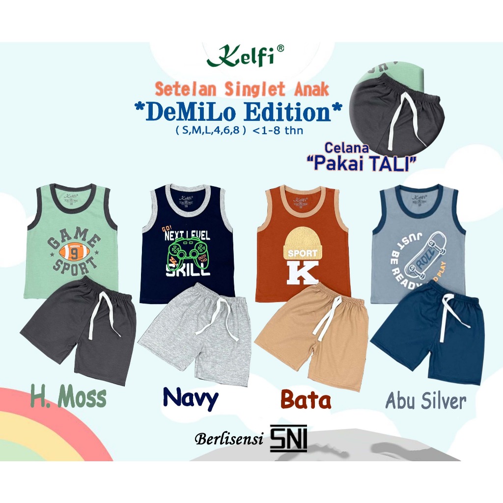 Jual KELFI SETELAN SINGLET ANAK BOY / SET BAJU ANAK UNISEX COWOK/CEWEK ...