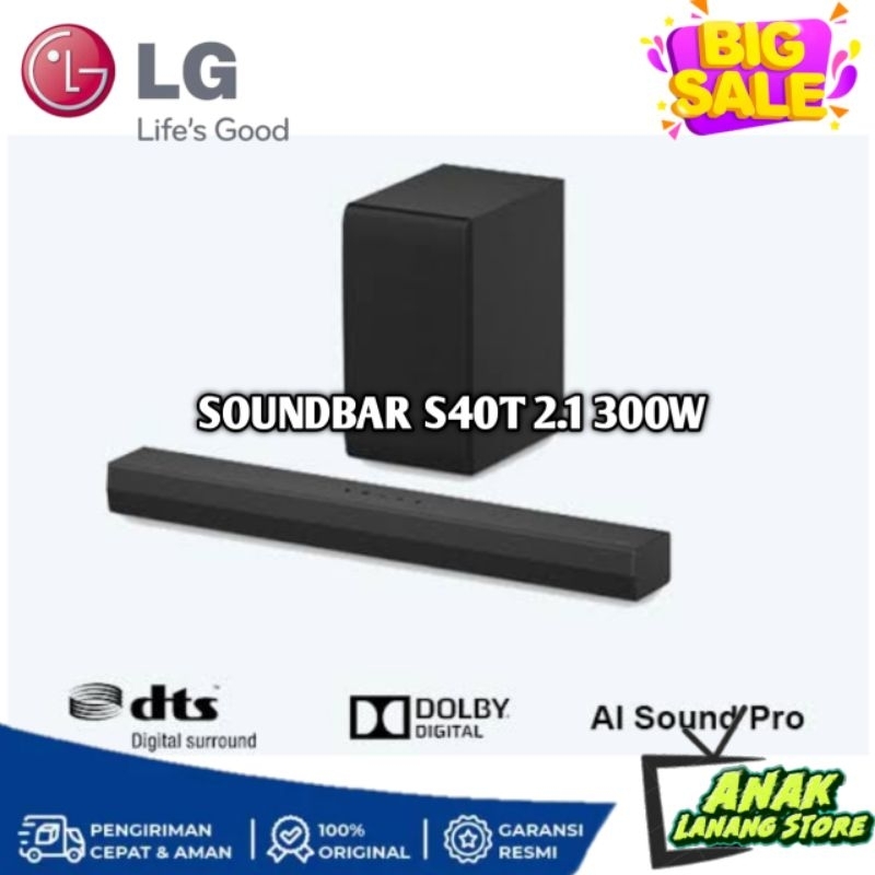 Jual LG SOUNDBAR S40T 2.1CH 300W SPEAKER DOLBY DIGITAL WITH AI SOUND ...