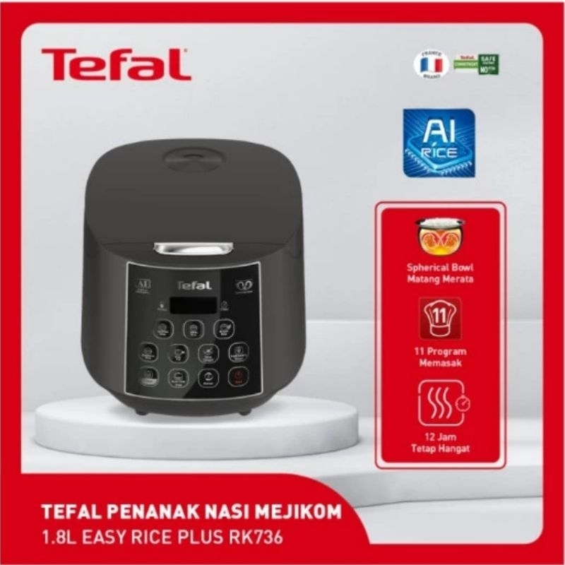 Jual Tefal Rice Cooker Digital EASY RICE PLUS RK736B 1.8L 600W 11 ...