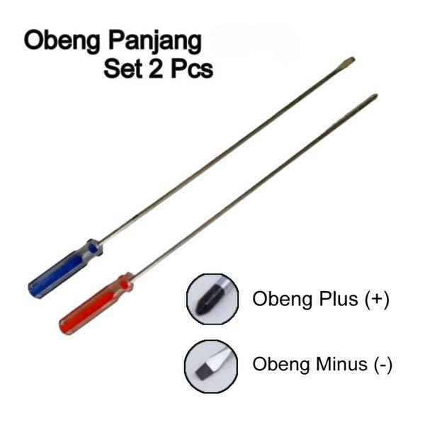 Jual Obeng Panjang 5 Inch x 300 mm Set 2 Pcs Plus (+) Minus (-) Merk ...