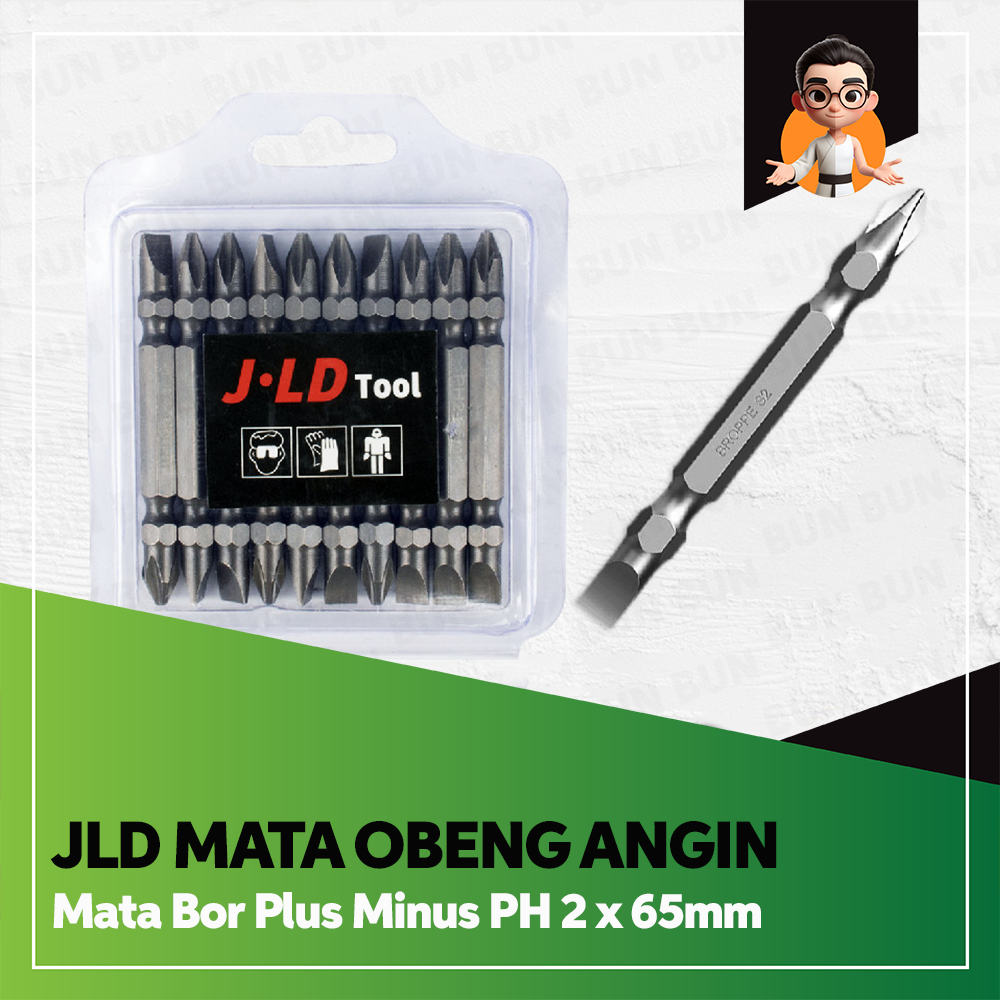 Jual JLD Mata Obeng Angin Plus+Minus PH2X65mm Mata Bor Screwdriver Bit ...