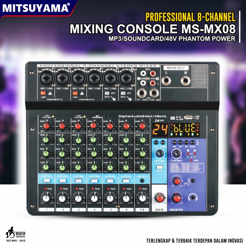 Jual Mixing Console Mixer 8 Channel Phantom Powe 48V MS-MX08 | Shopee ...
