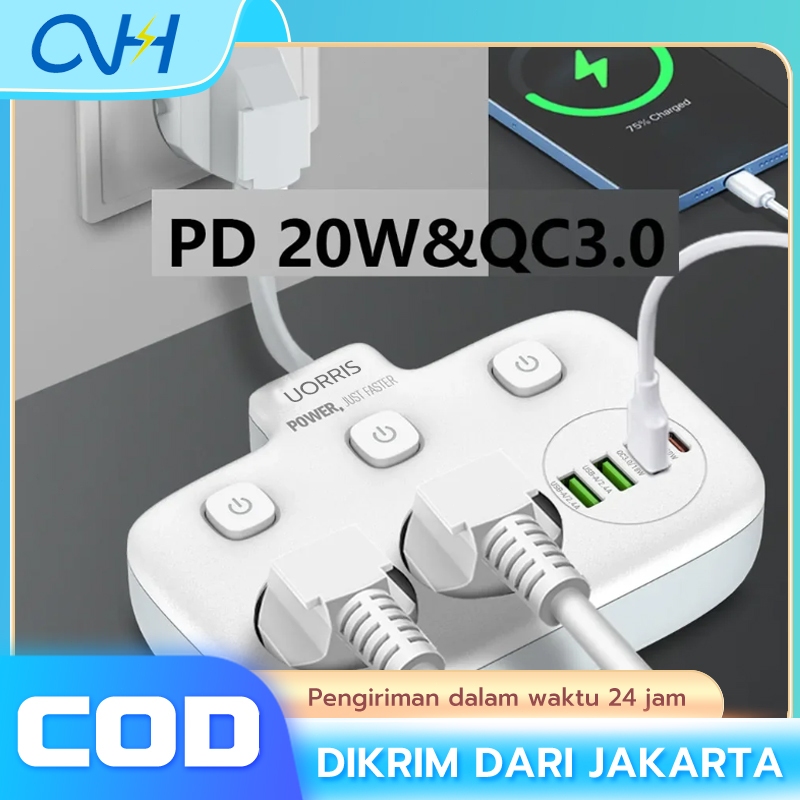 Jual 2500W Stop Kontak USB Kabel Serbaguna Multiguna Panjang Original Power Socket 2 Colokan+ 1 ...