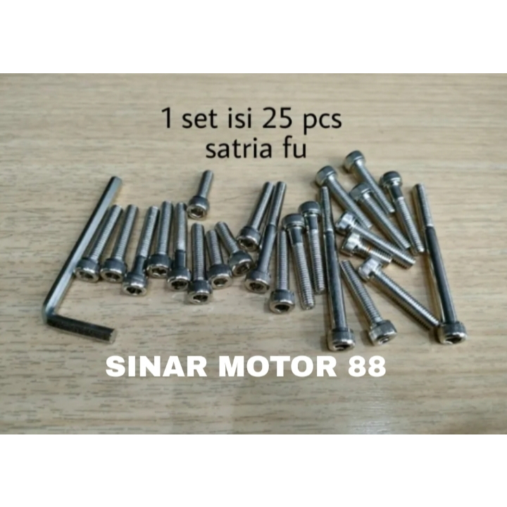 Jual Baut Blok Mesin Baut CVT Satria FU Full Set Isi 24pcs Free Kunci L | Shopee Indonesia