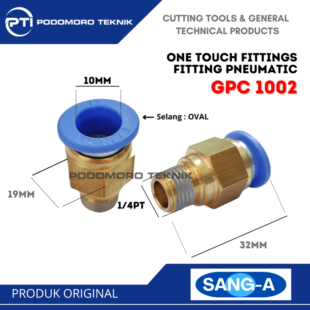 Jual SANG-A Pneumatic GPC 1002 One Touch Fitting GPC 1002 Sambungan Selang Fitting Pneumatic ...