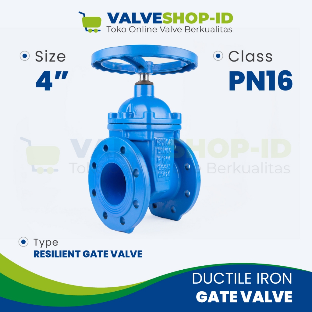 Jual Resilient Gate Valve 4" Inch PN16 Ductile Iron | Shopee Indonesia