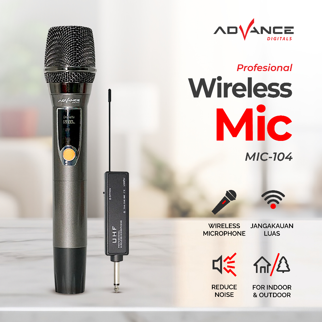Jual Advance Microphone MIC-104 Mic Profesional Mic Tanpa kabel UHF Wireless Microphone Garansi ...