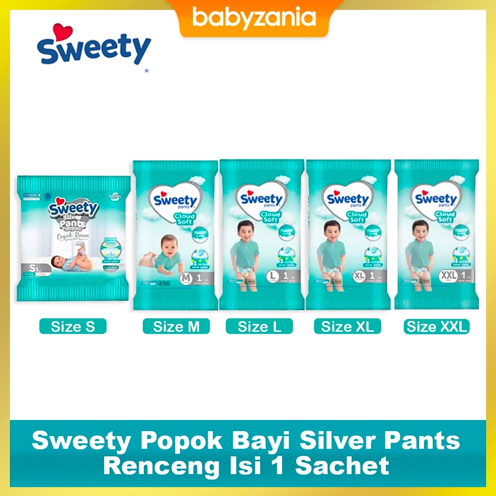 Jual Sweety Popok Bayi Silver Pants Renceng 1 Sachet x 6 pcs Size S M L ...