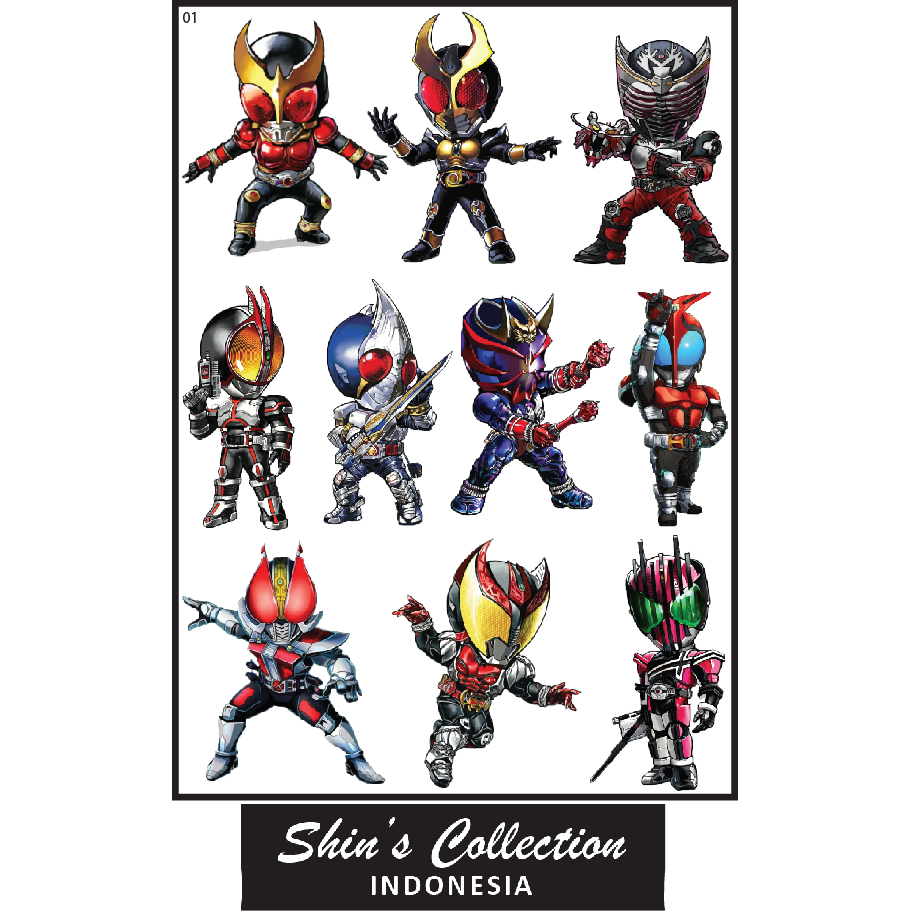 Jual Sticker stiker murah antiair transparan Kamen rider chibi 1 pc ...