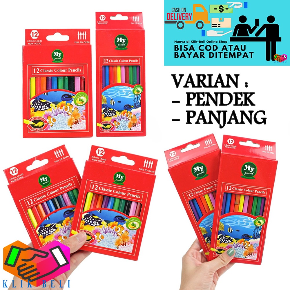 Jual Pensil Warna 12 Pcs Mini MY PENCIL | 12 Warna Color Pencil Pendek ...