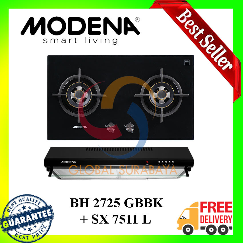 Jual MODENA PAKET KOMPOR BH 2725 GBBK dan COOKER HOOD SX 7511 L | Shopee Indonesia