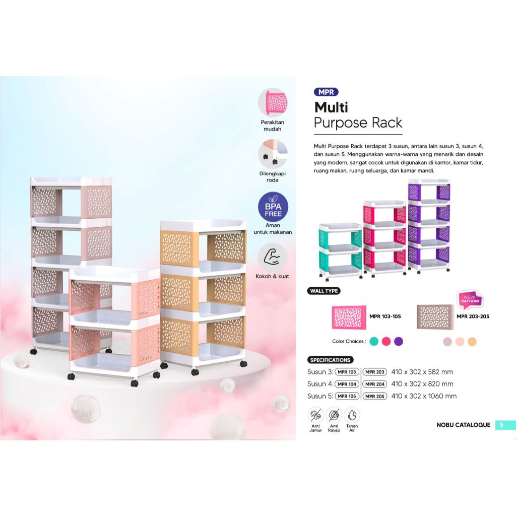 Jual Rak kim Plastik 4 Susun + Roda/Rak Plastik Serbaguna/Rak 5 Tingkat ...