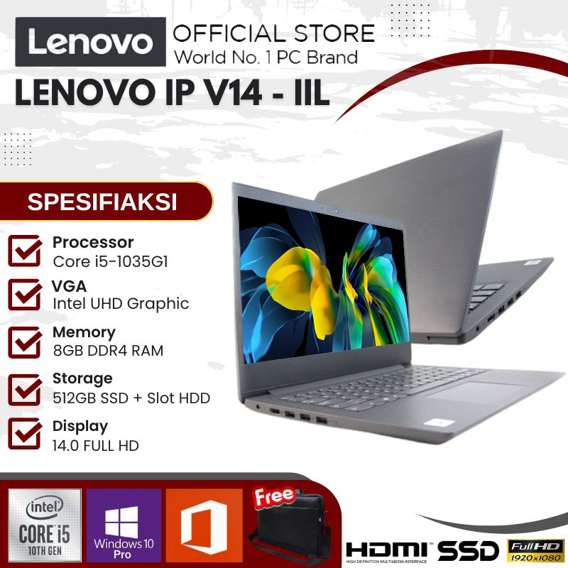 Jual Laptop Lenovo V14-IIL Core i5-1035G1 Ram 8gb Ssd 512gb 14" Fhd Windows 10 Pro Original ...