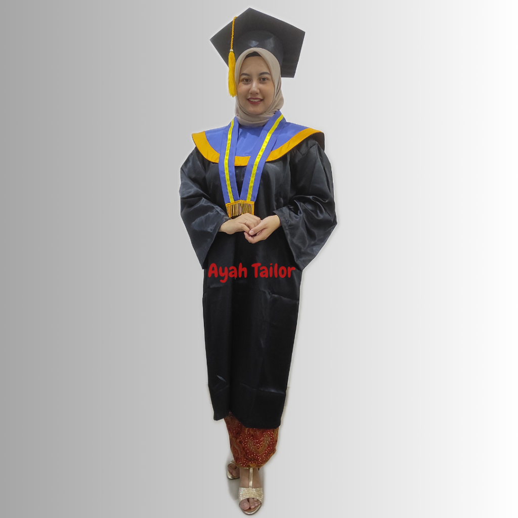 Jual BAJU TOGA JUBAH WISUDA DEWASA SMA SMK SARJANA BIRU LIST KUNING MAS ...