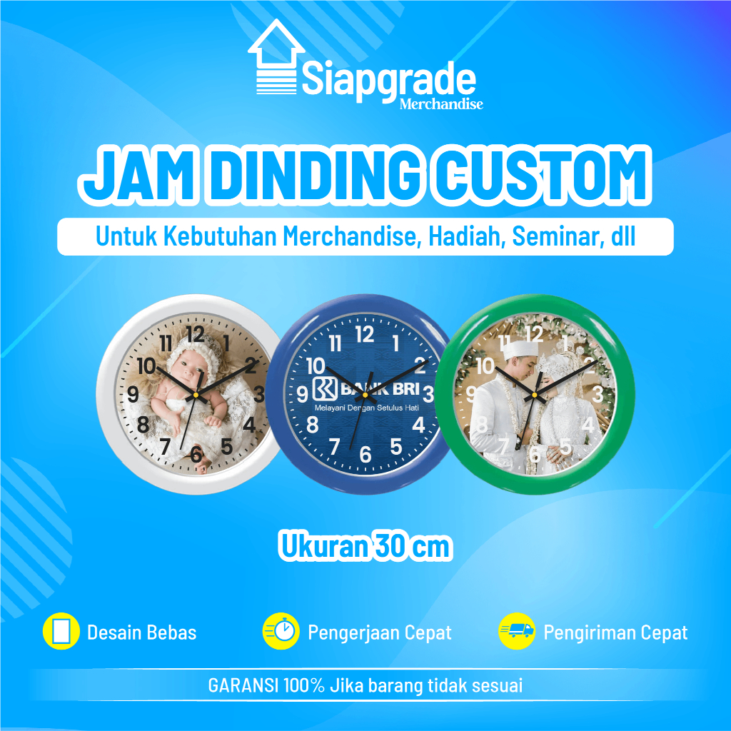 Jual JAM DINDING CUSTOM 30 CM - JAM SOUVENIR - MERCHENDISE - WEDDING ...