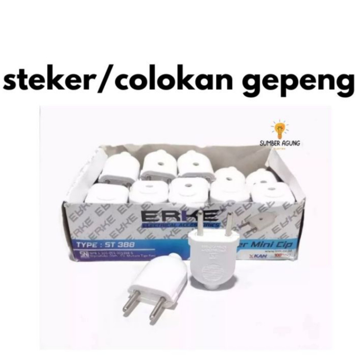 Jual ( COD ) Steker Mini Cip Erke model ST 388 / colokan kabel gepeng kuningan | Shopee Indonesia