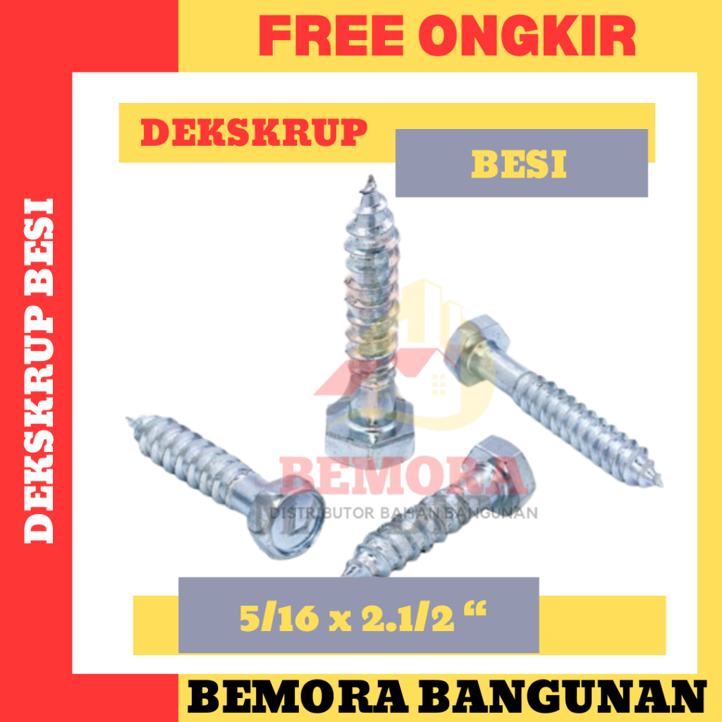 Jual Dekskrup Besi / Deskrup / Lag Screw 5/16 x 2.1/2" | Shopee Indonesia