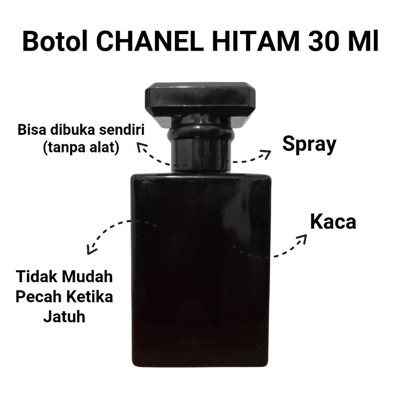 Jual Botol Parfum Spray 30 ml Chanel Hitam Drat Botol Parfum Kosong ...