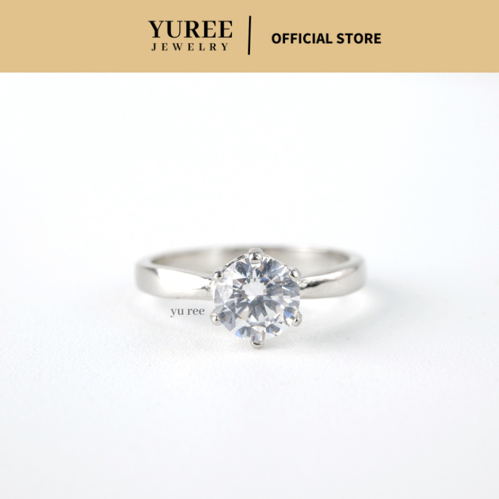Jual YUREE • Olivia Ring • Cincin Solitaire Permata Satu Titanium ...